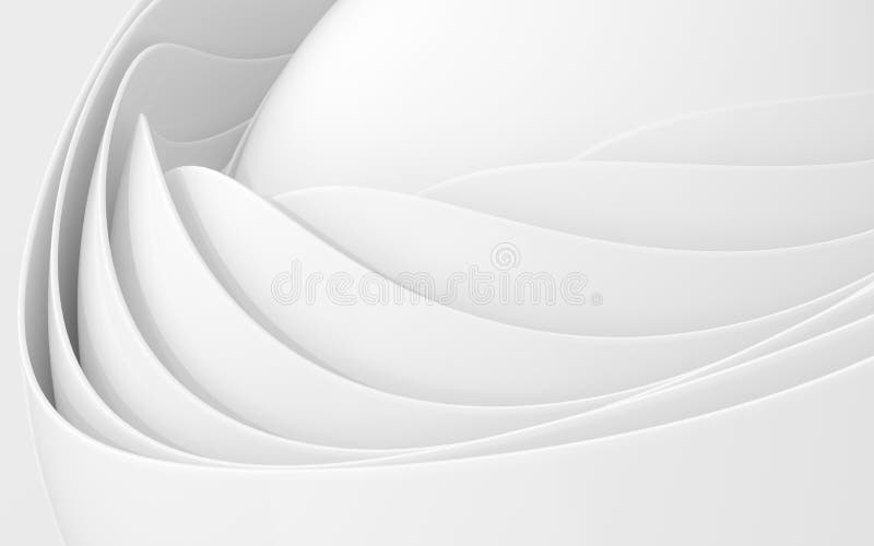 White Curves with Abstract Geometry, 3d Rendering Stock Illustration ...