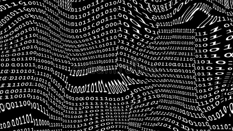 White Curving Binary Coding Numbers on Black Background, 4k Distorted ...