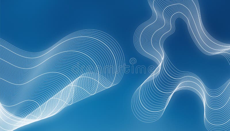 White Curvy Shapes on Blue Background Stock Illustration - Illustration ...