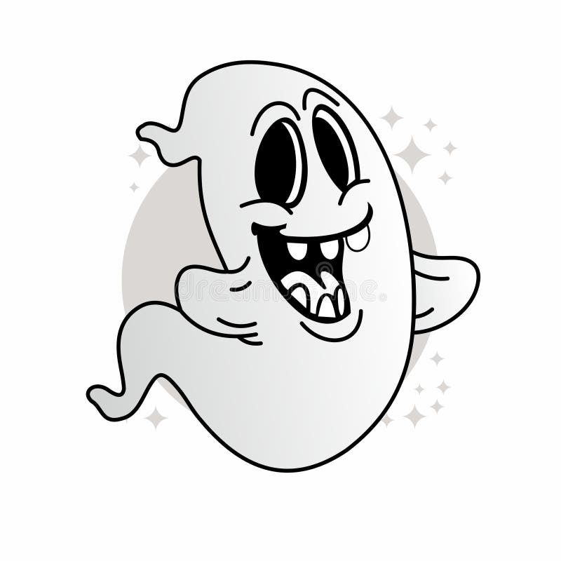 The White Cute Ghost, Flat Design Stock Illustration - Illustration of ...