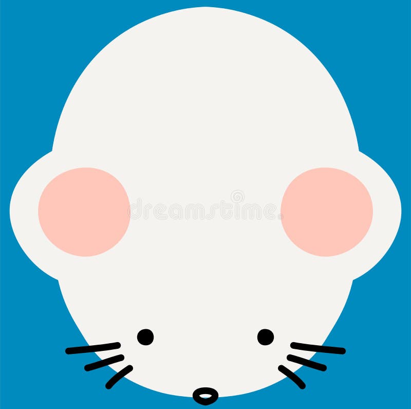 White Cute mouse face stock illustration. Illustration of year - 193672085