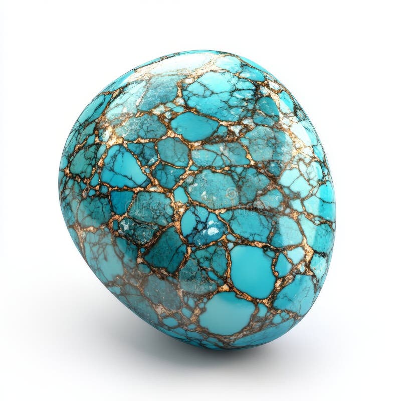 White Cutout Background with Polished Turquoise Gemstone Isolated Stock ...