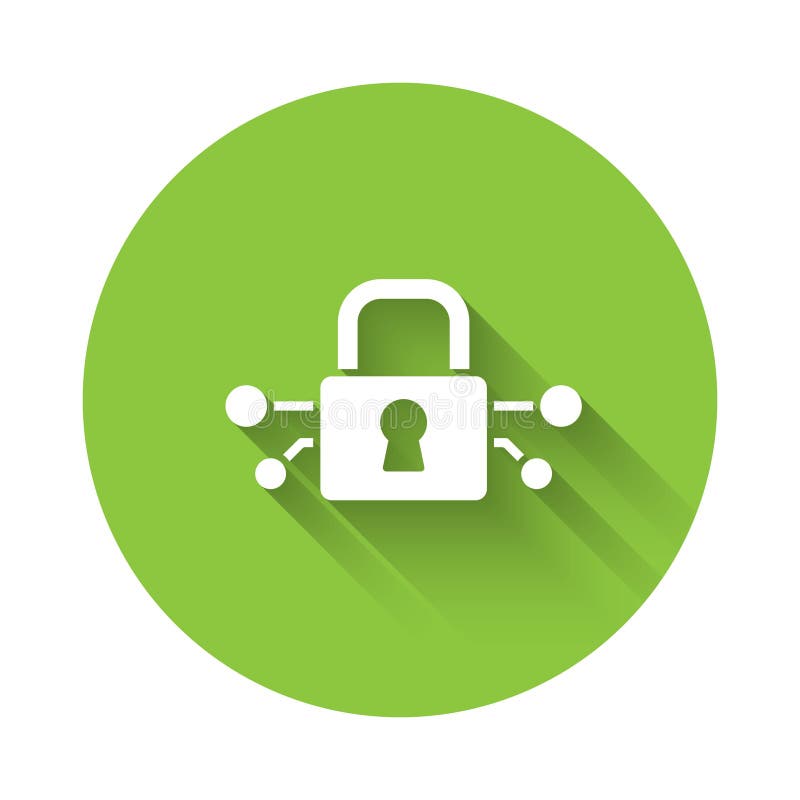 White Cyber Security Icon Isolated with Long Shadow. Closed Padlock on ... White Cyber Security Icon Isolated with Long Shadow. Closed Padlock on ...