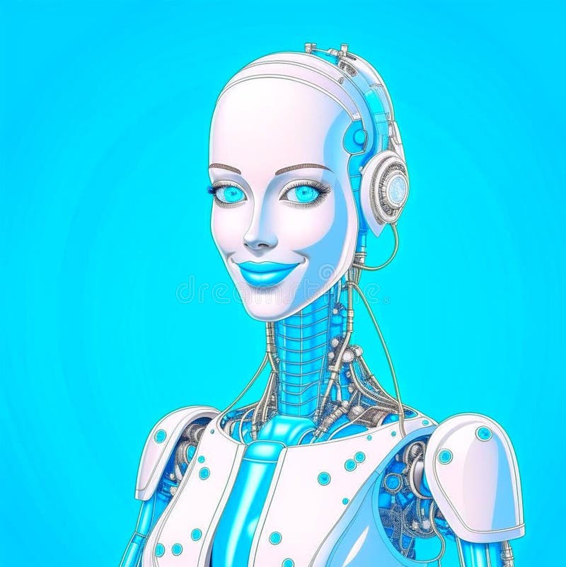 White Cyborg on Blurred Background Using Digital Eye Surveillance ...