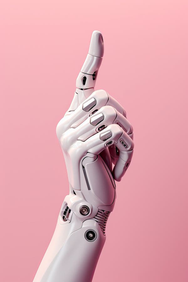 White Cyborg Pointing His Finger Isolated on Pink Background Stock ...