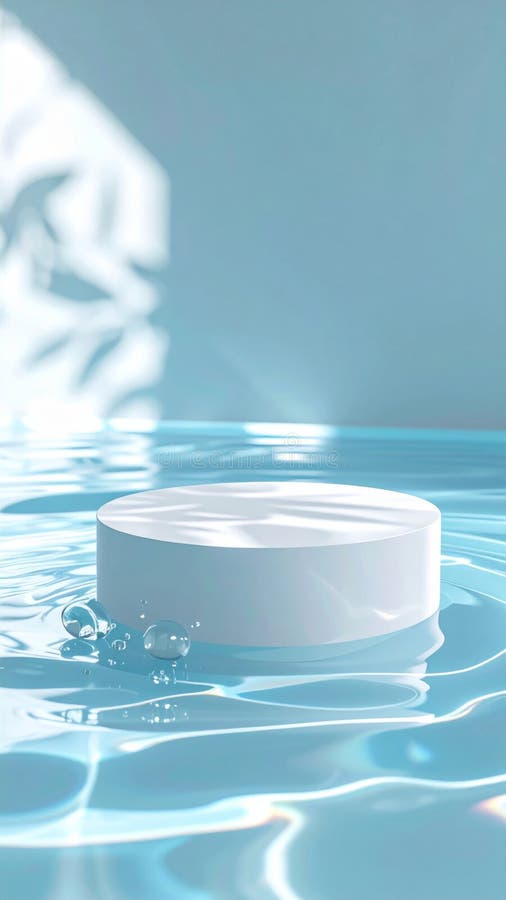 White Cylinder Platform Floating on Blue Water Stock Illustration ...
