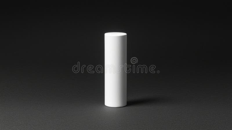 A White Cylinder Stands Upright Against a Black Background. Stock Photo ...