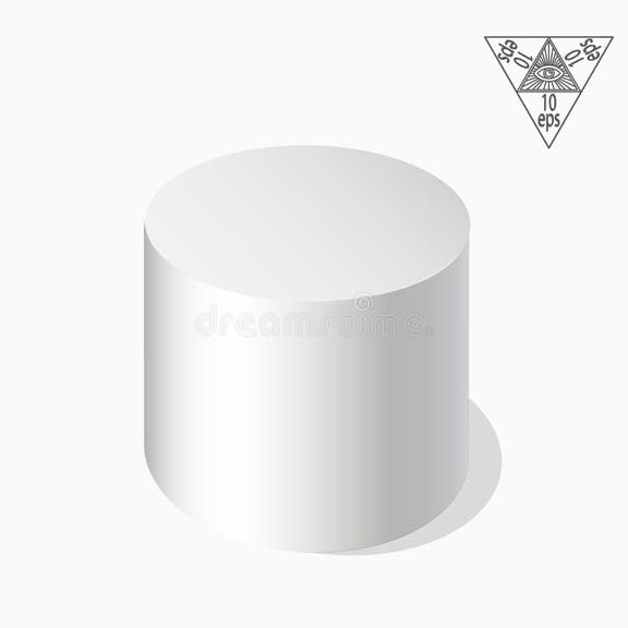 White Cylinder on a White Background in Axonometry. Vector Eps 10 ...