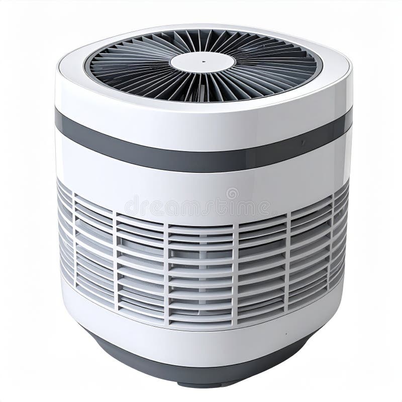 White Cylindrical Air Purifier with Grey Accents Stock Illustration ...