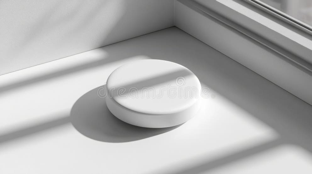 White Cylindrical Display Platform in Minimalist Studio Setting Stock ...