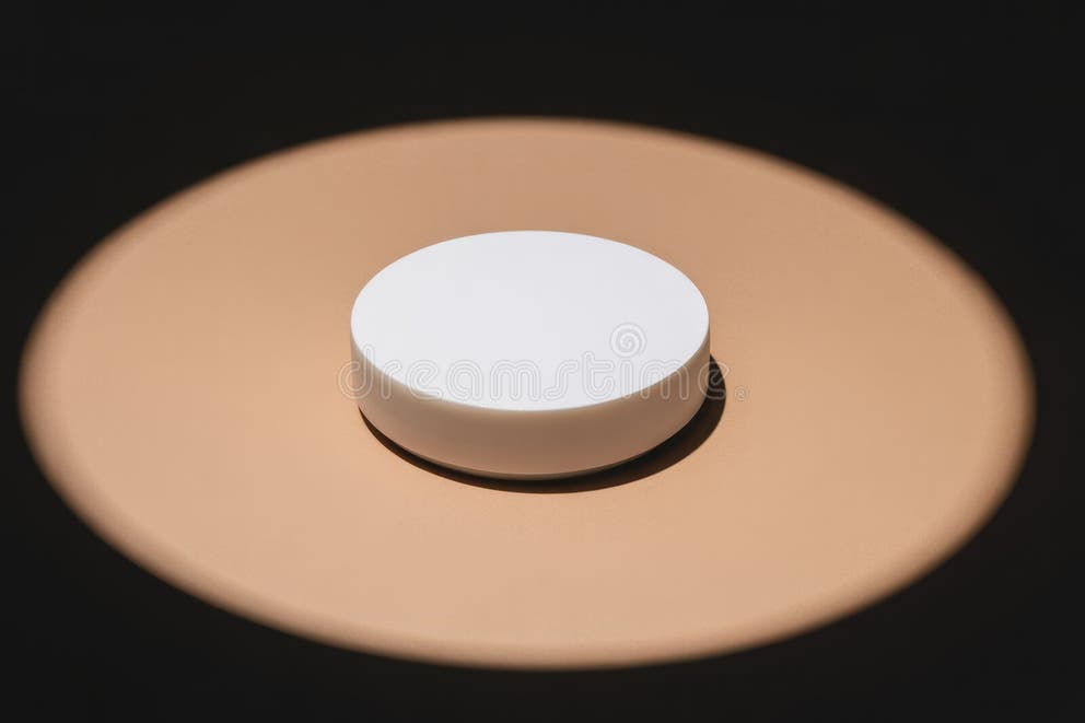 White Cylindrical Object on Light Brown Surface Soft Spotlight Circular ...