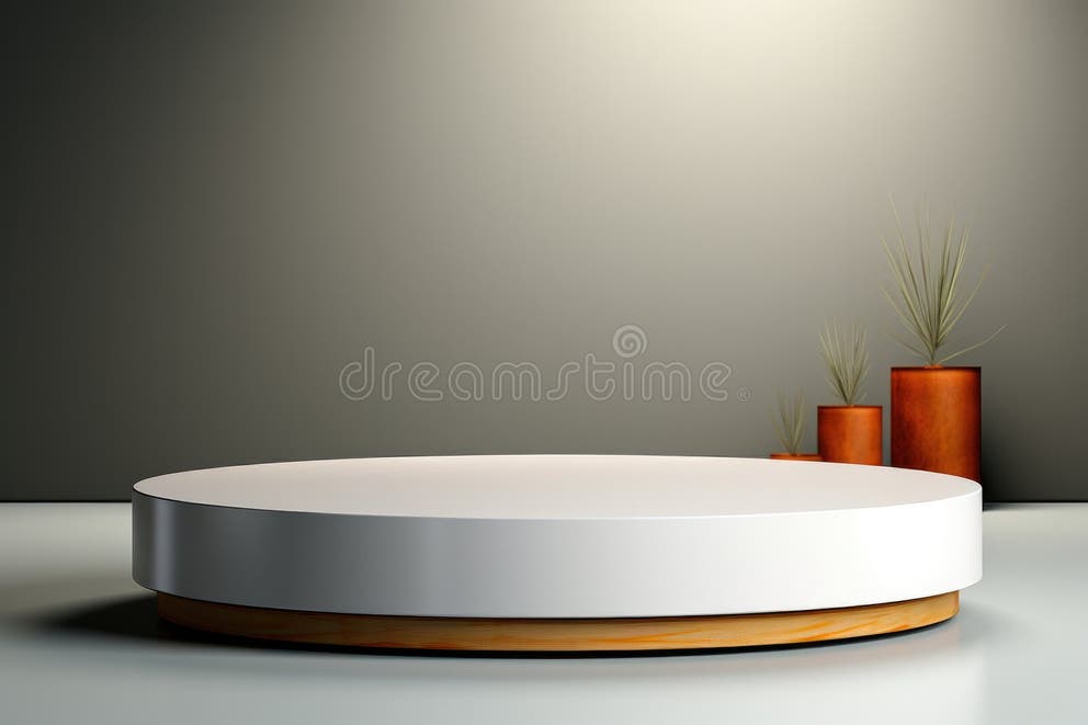 White Cylindrical Platform for Displaying Cosmetics in a Minimalistic ...