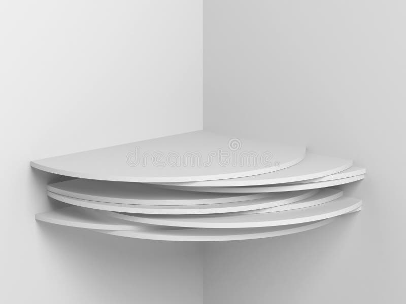 White Cylindrical Shelf Installation, 3d Render Stock Illustration ...