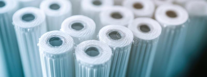 White Cylindrical Tubes Stacked Closely Together in a Calm Setting ...