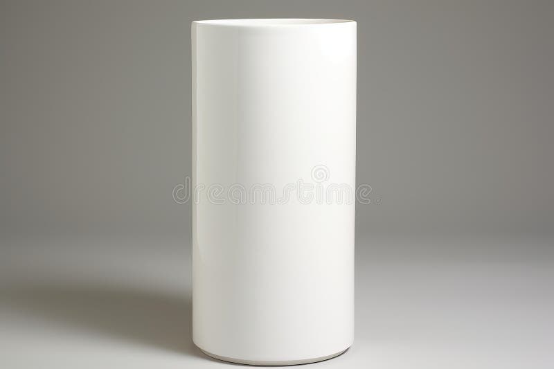 White Cylindrical Vase on a Neutral Background Stock Photo - Image of ...