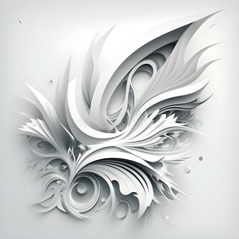 White 3D Abstract Graphics Leaf Shape Stock Illustration - Illustration ...