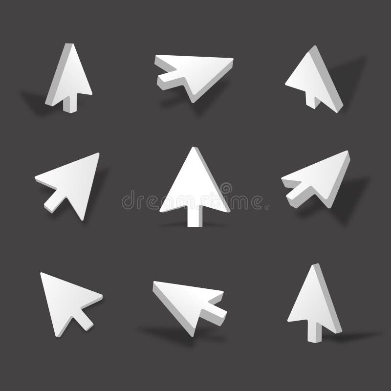 White 3d Arrow Illustration with Different Views Stock Vector ...