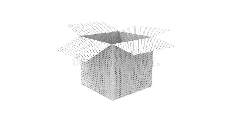 White 3D Blank Opened Metal Perforated Box Isolated Over White ...