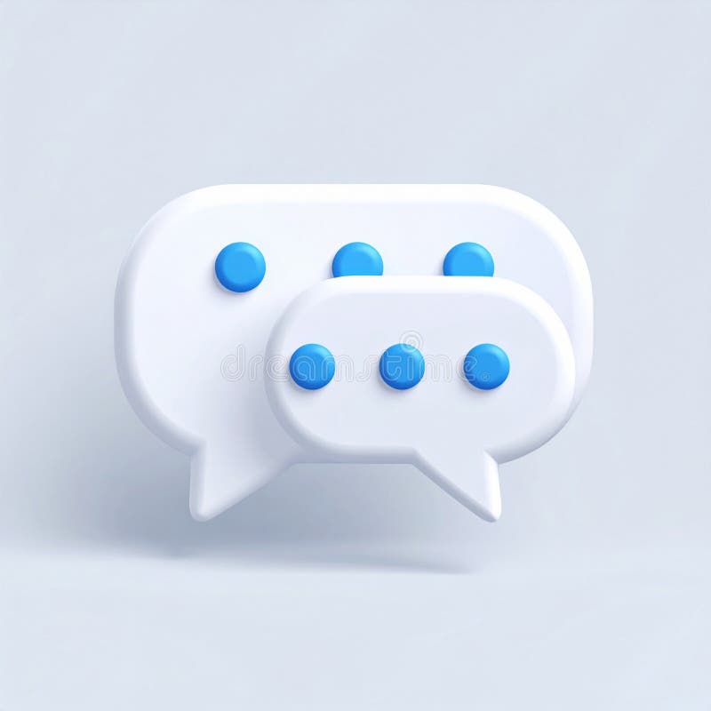 White 3D Chat Bubbles with Blue Dots on Light Gray Background Stock ...