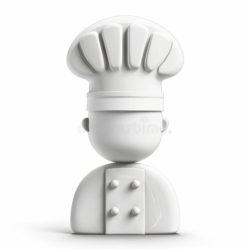 White 3D Chef Icon, Restaurant Symbol, Culinary Profession Stock ...