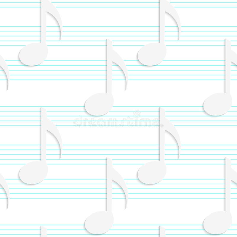 White 3D with Colors Music Notes on Blue Stripes Stock Vector ...