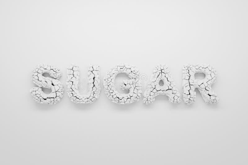 White 3D Cracked Word SUGAR on a White Background Stock Illustration ...