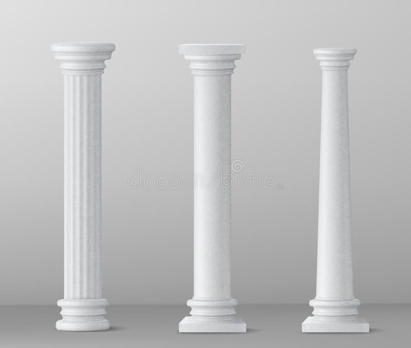 White 3d Cylinder Pillar Isolated on Grey Background. Vector Stock ...
