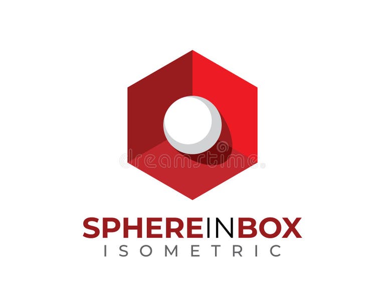 White 3D 3 Dimensional Isometric Globe Ball Sphere Inside Red Hexagon ...