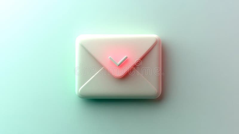 White 3D Envelope Icon with Red Check Mark Stock Illustration ...
