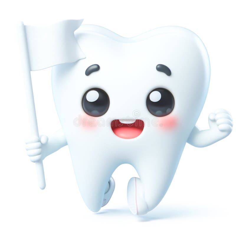 White 3D Figure of a Cartoon Tooth. AI Generated Stock Illustration ...