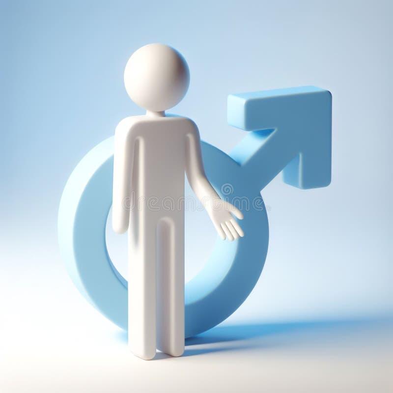 White 3D Figure with Male Gender Symbol. AI Generated Stock ...