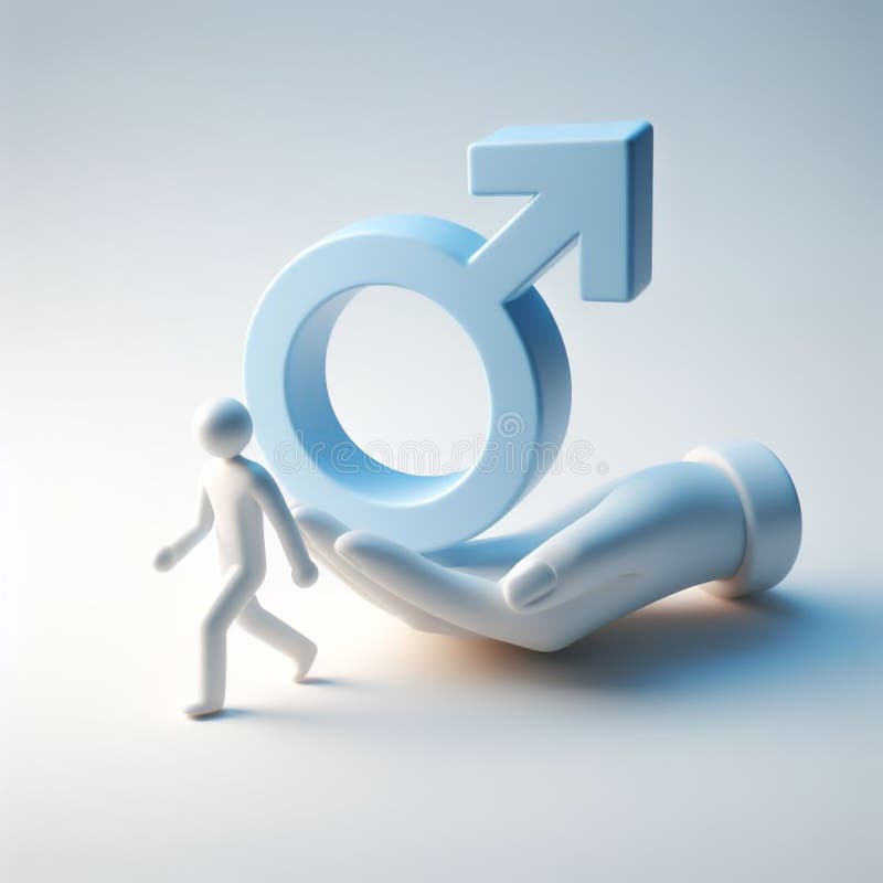 White 3D Figure with Male Gender Symbol. AI Generated Stock ...