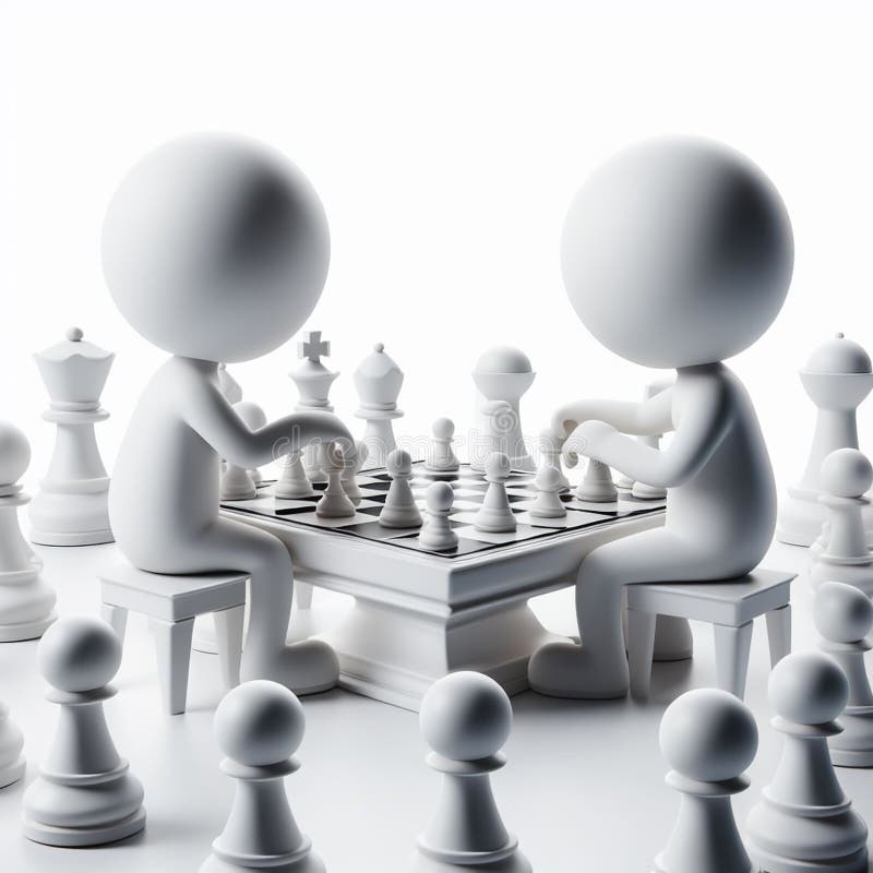 White 3D Figure Playing Chess. AI Generated Stock Illustration ...