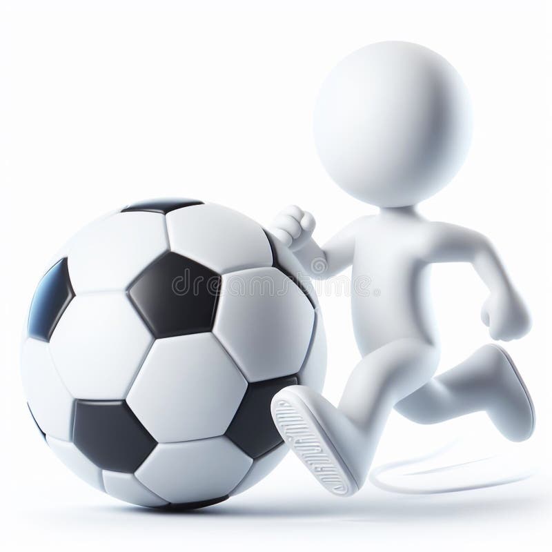 White 3D Figure Playing Football. AI Generated Stock Illustration ...