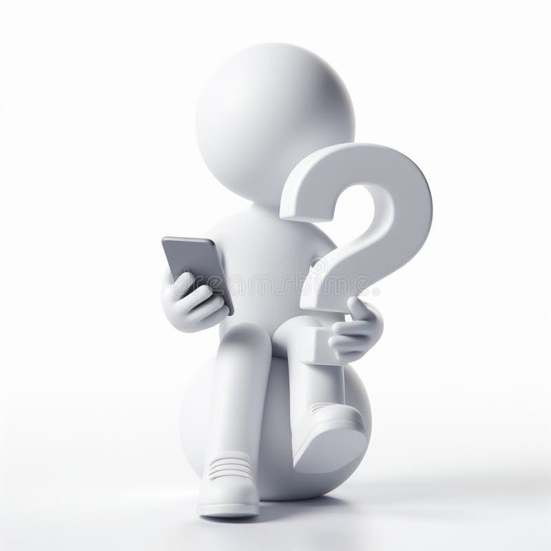 White 3D Figure with Question Mark. Questions and Solutions Stock ...