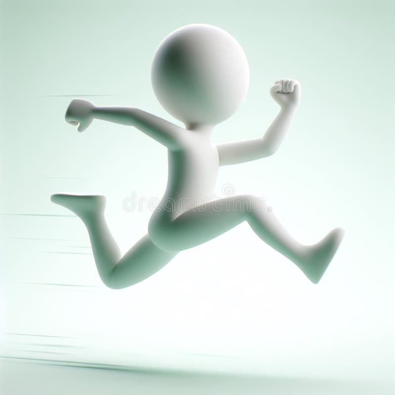 White 3D Figure Running, on White Background. Physical Exercise Stock ...