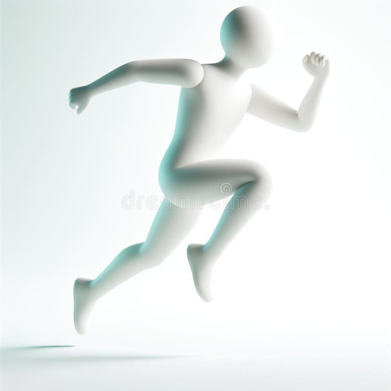 White 3D Figure Running, on White Background. Physical Exercise Stock ...