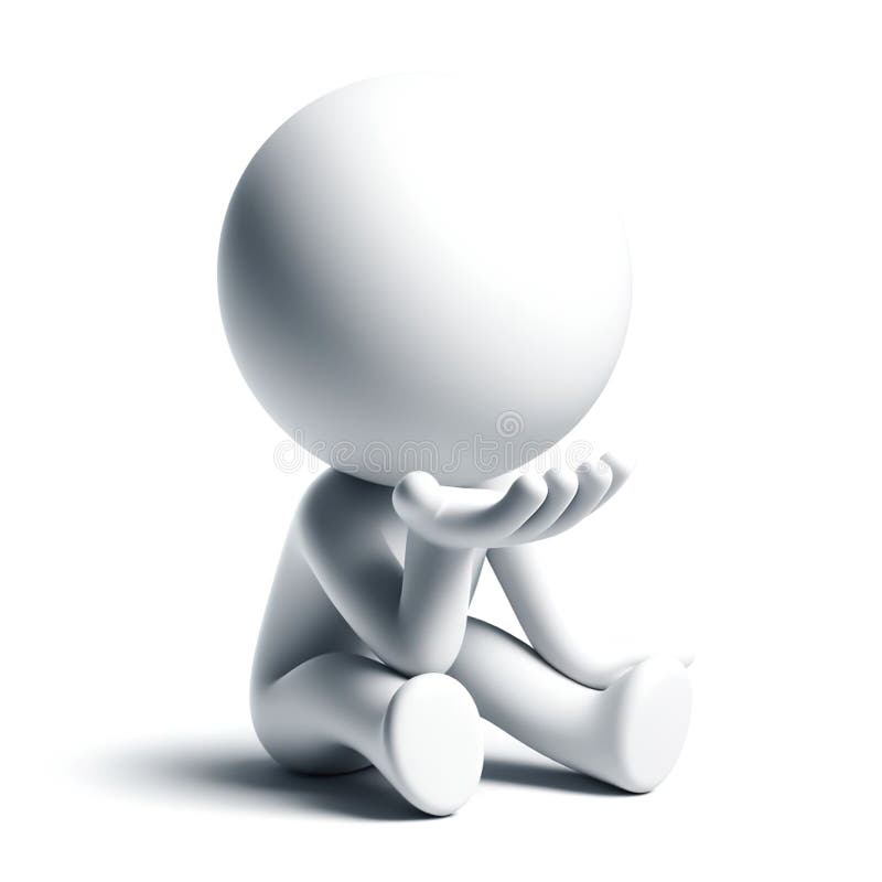 White 3D Figure Sitting and Thinking. AI Generated Stock Illustration ...