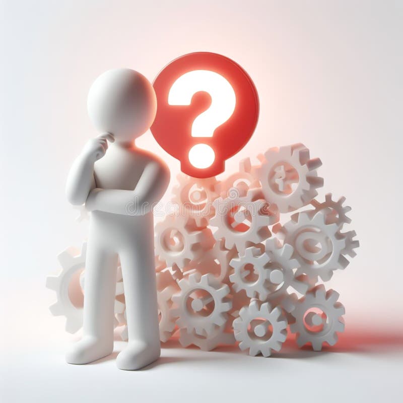 White 3D Figure Sitting and Thinking. AI Generated Stock Illustration ...