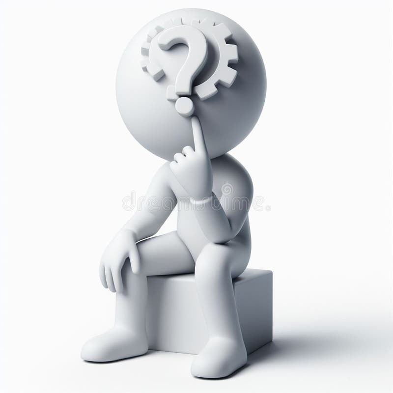 White 3D Figure Thinking. AI Generated Stock Illustration ...