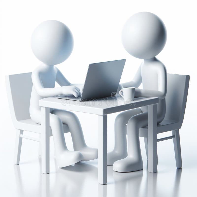 White 3D Figure Working on Laptop. AI Generated Stock Illustration ...