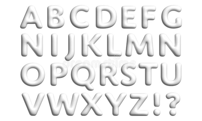 White 3D Font of English Alphabet W Punctuation Marks, Interrogative ...