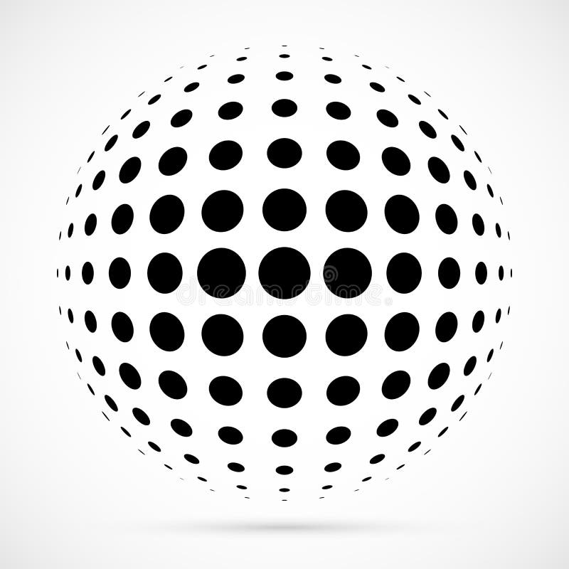 White 3D Halftone Sphere.Dotted Spherical Background Stock Illustration ...
