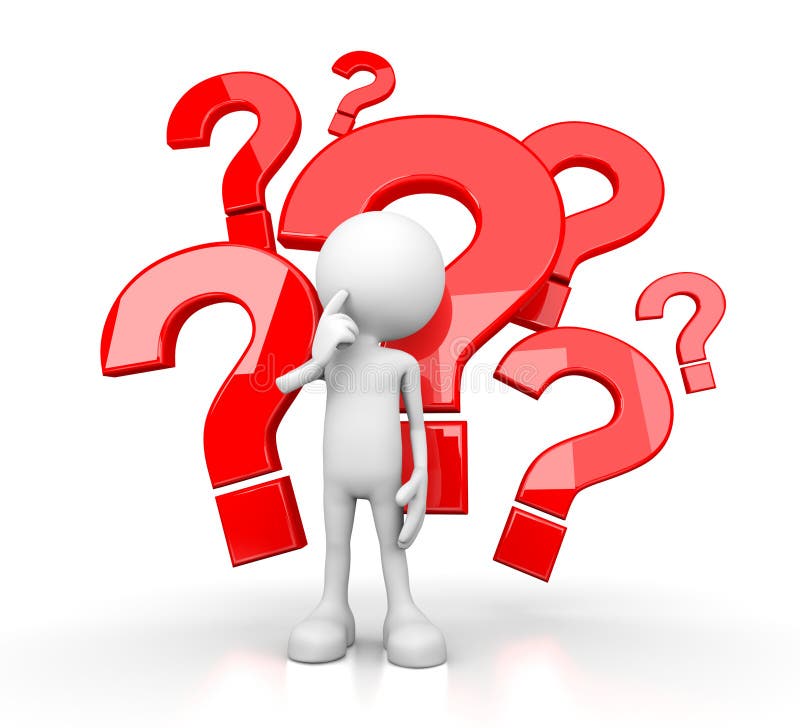 White 3d Human - Many Questions Stock Illustration - Illustration of ...