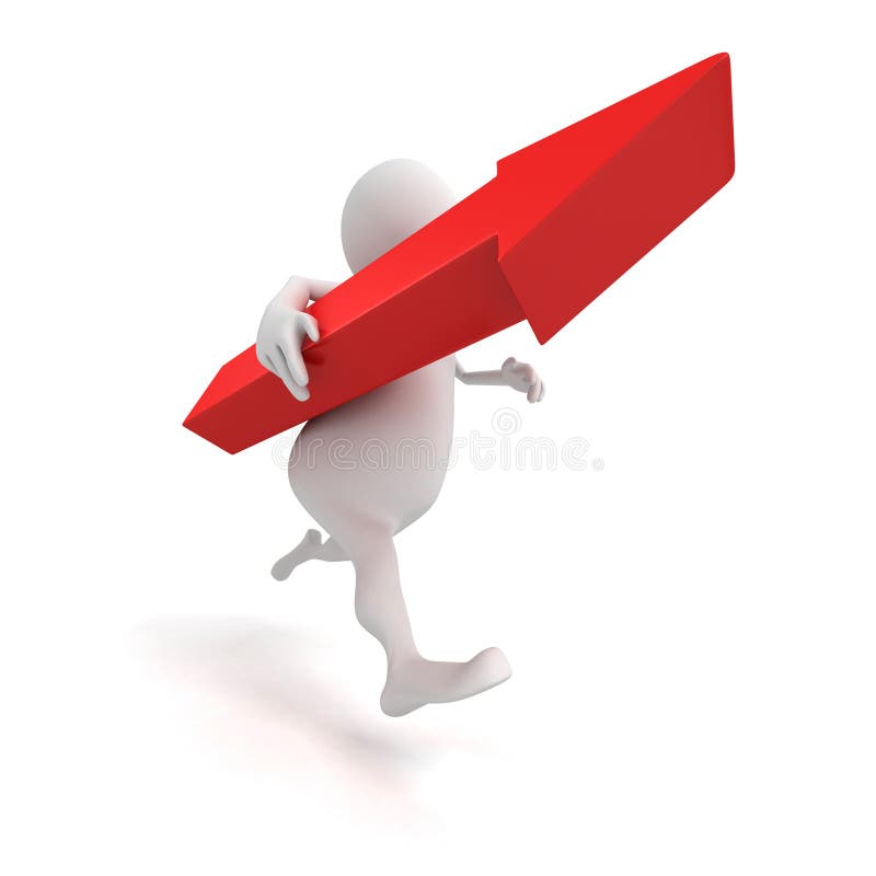 White 3d Human Person Running with Arrow Stock Illustration ...