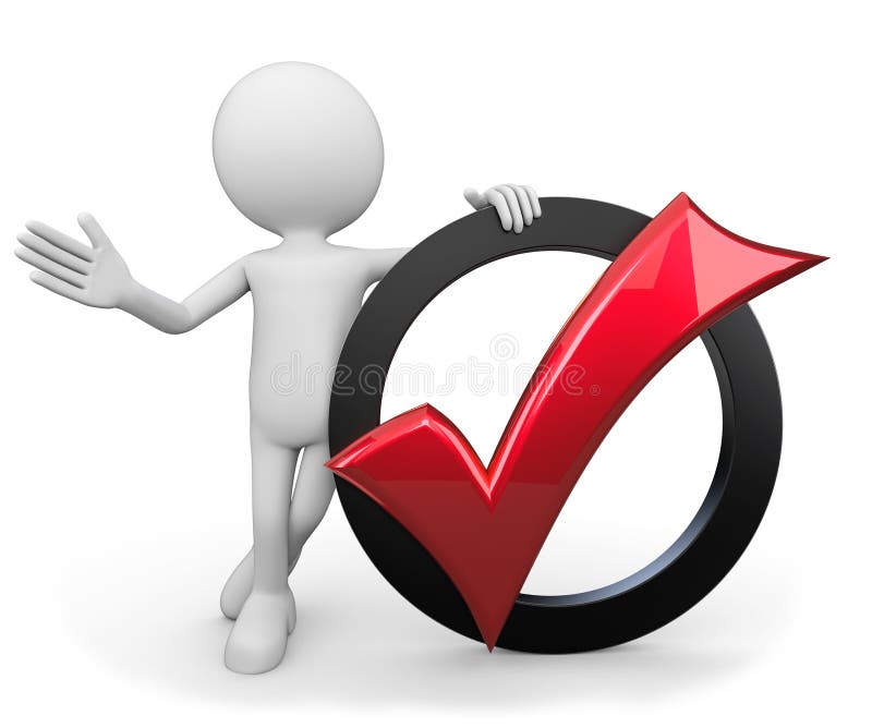 White 3d Human - Red Check Symbol Stock Illustration - Illustration of ...