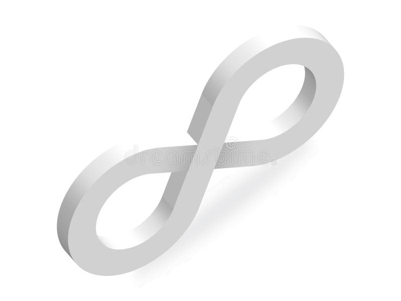 White 3D Infinity Symbol on White Background. Endless Vector Logo ...