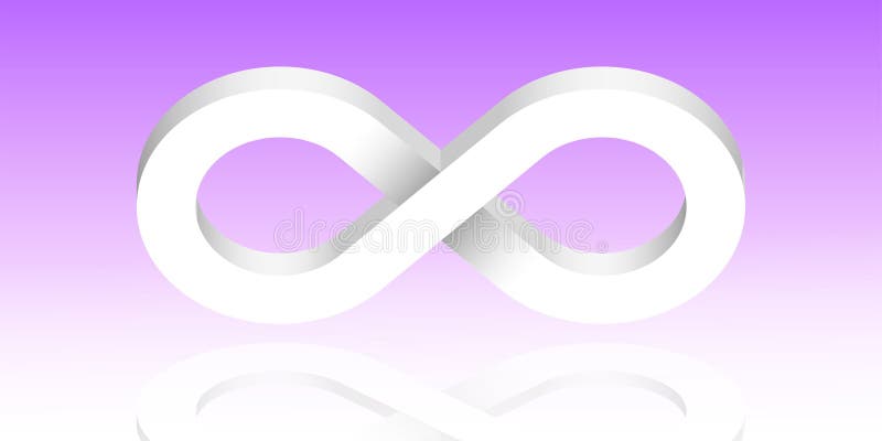 White 3D Infinity Symbol on Light Violet Background. Endless Vector ...