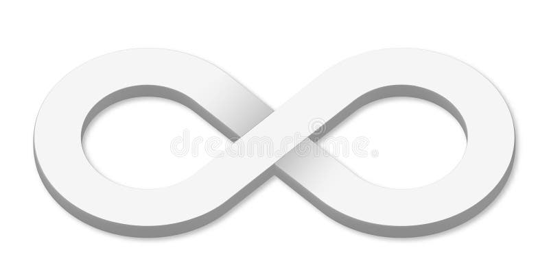White 3D Infinity Symbol on White Background. Endless Vector Logo ...