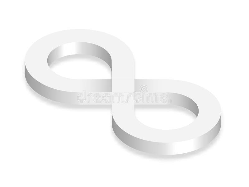 White 3D Infinity Symbol on White Background. Endless Vector Logo ...